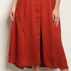 Trendy boutique | Dresses | Brick Red Sleeveless Vneck Tunic Midi Dress ...